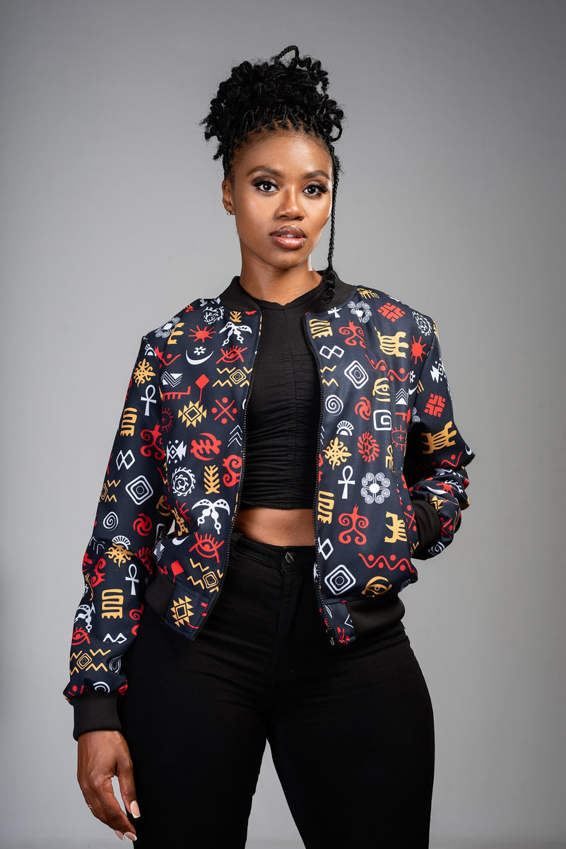Women's Adinkra Summer Bomber Jacket - Red – Chepa Streetwear